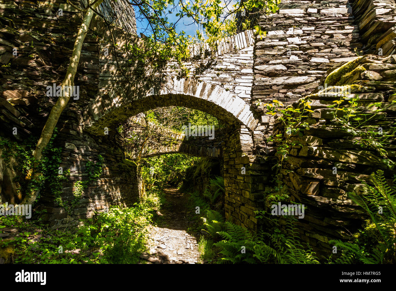 Two stone flying buttresses keeping slate stacks upright. Dorothea ...