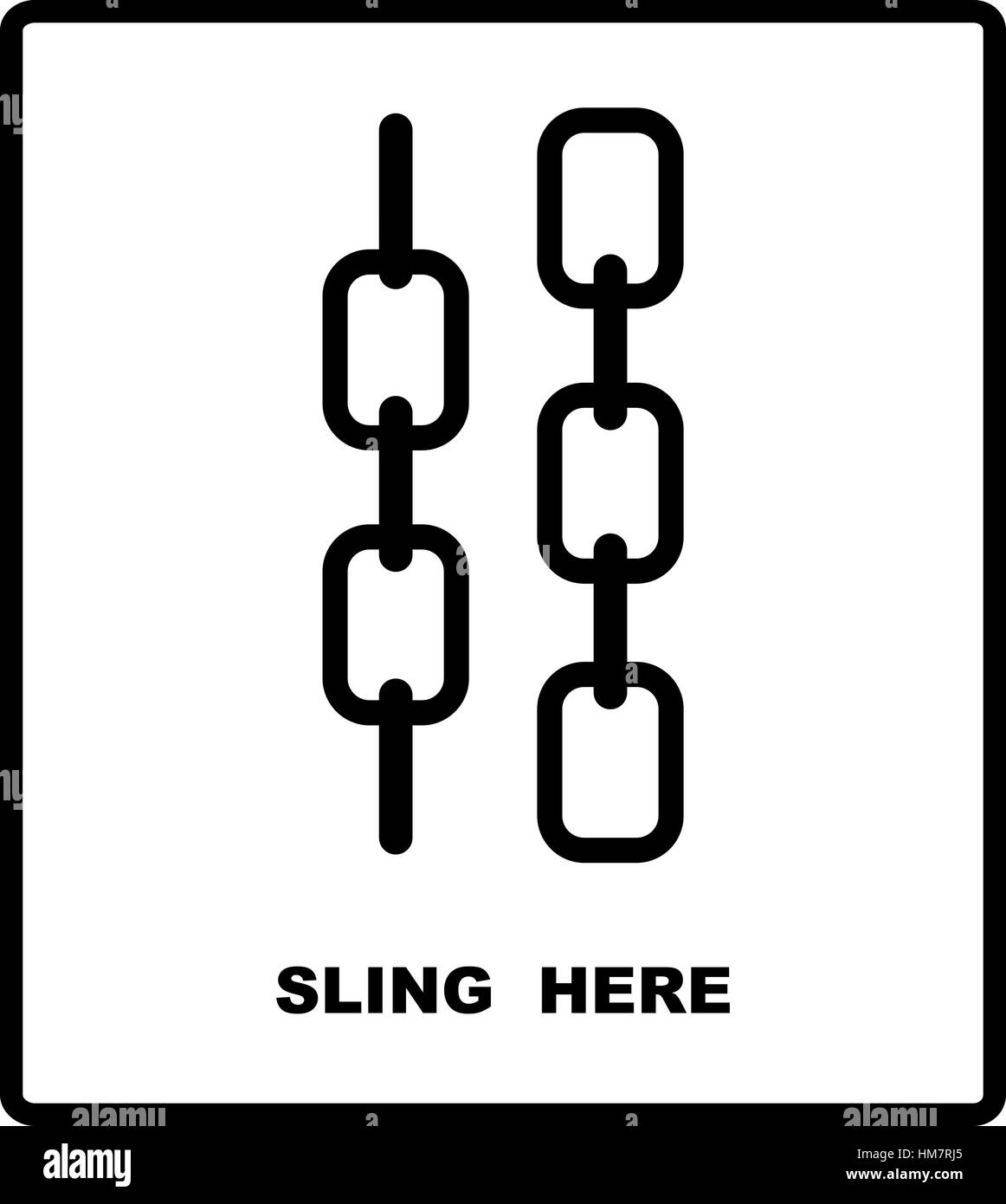 SLING HERE packaging symbol on a corrugated cardboard box. For use on ...
