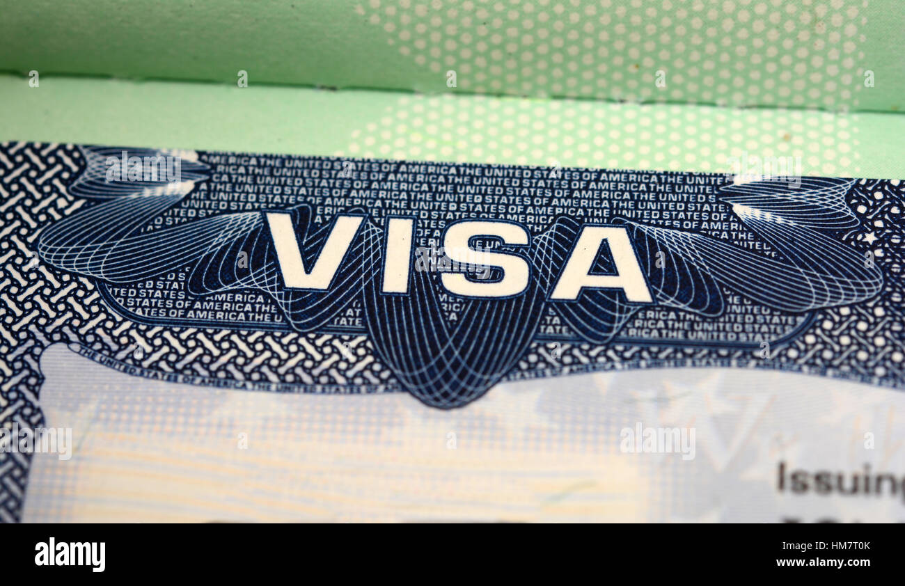 VISA Stamp United States of America Close Up View Stock Photo - Alamy