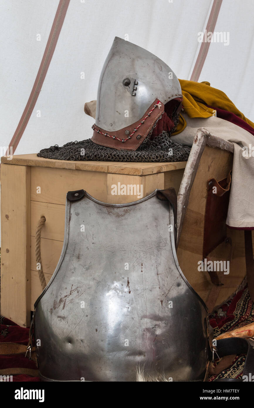 Silver and Metallic Knight Helmet, Shield and Armour, Medieval Theme ...