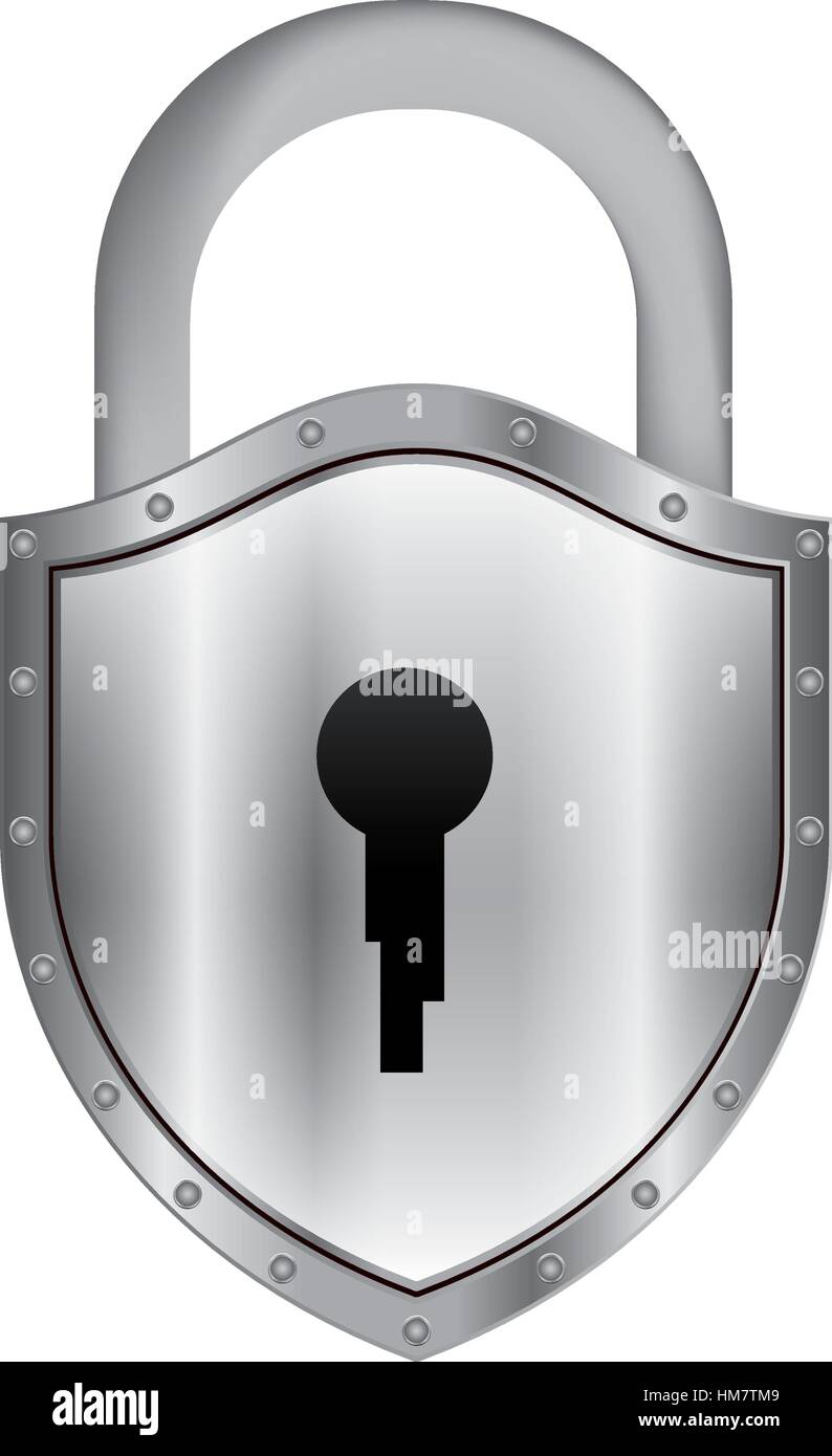 padlock with shield shape body and shackle vector illustration Stock ...