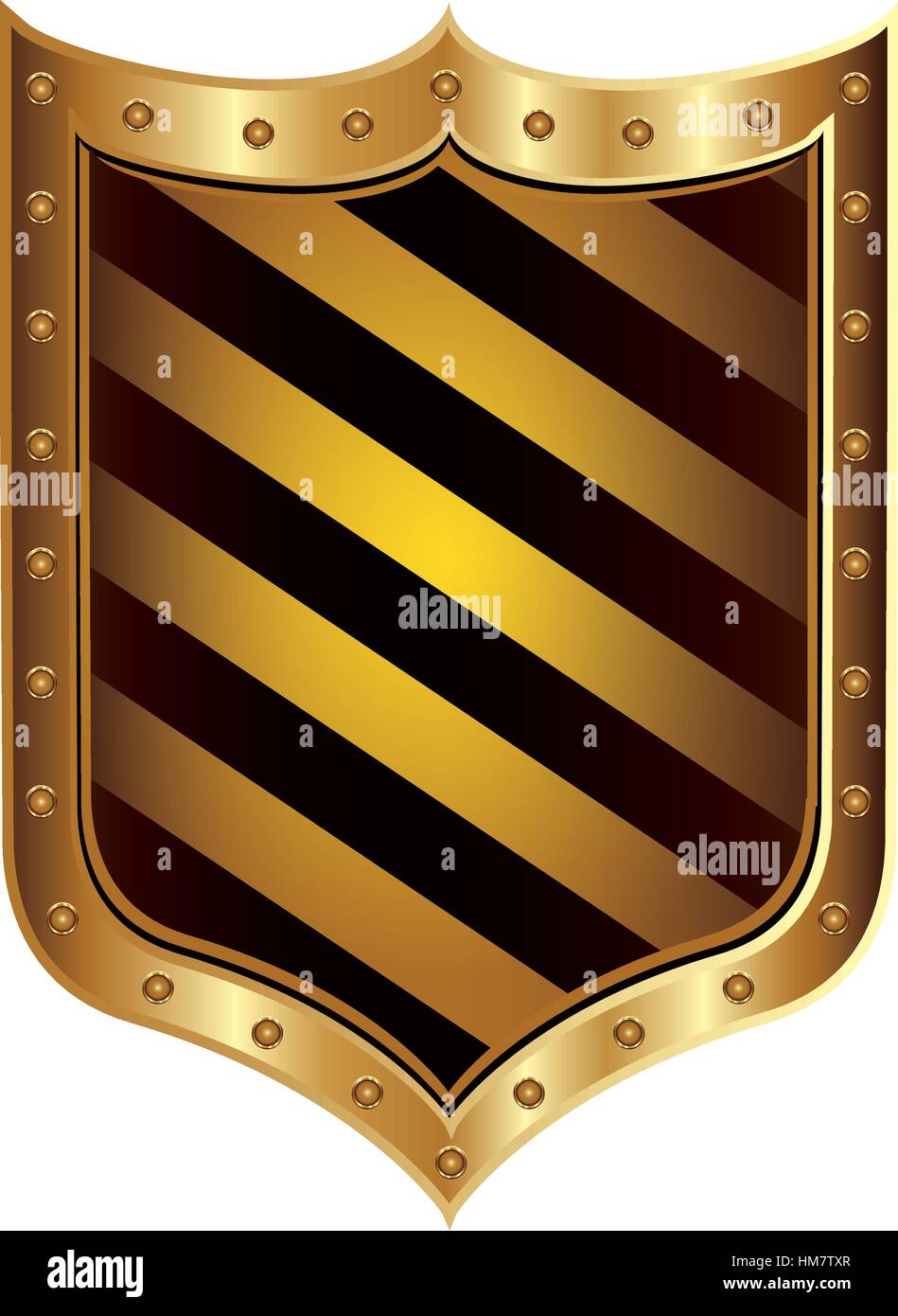 golden shield with colorful diagonal lines shape vector illustration ...