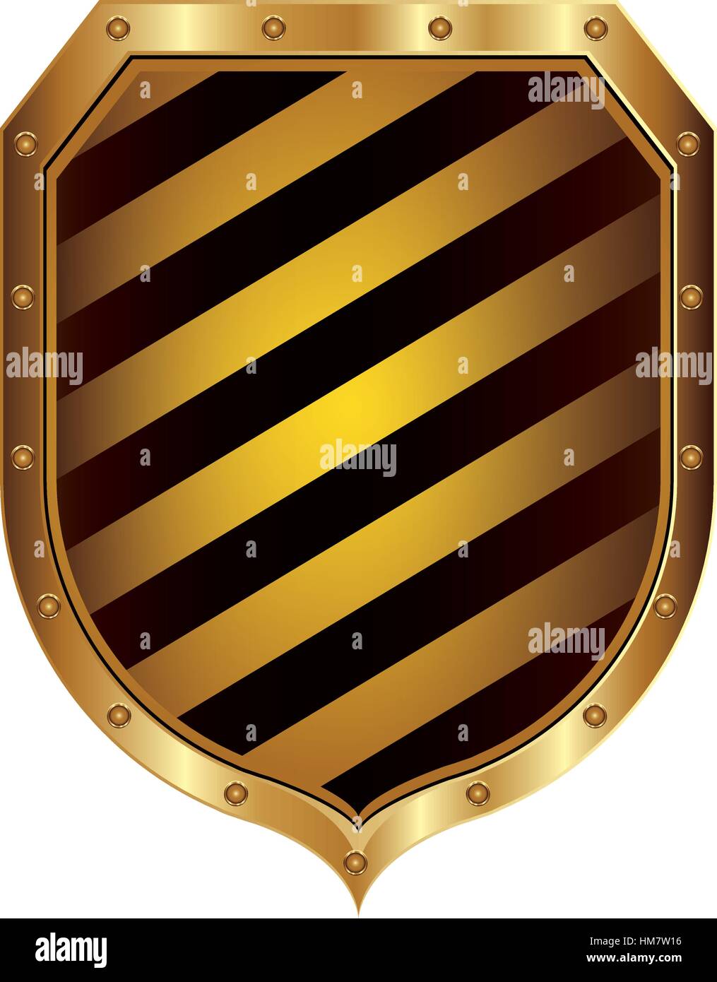 golden shield with colorful diagonal lines shape vector illustration ...