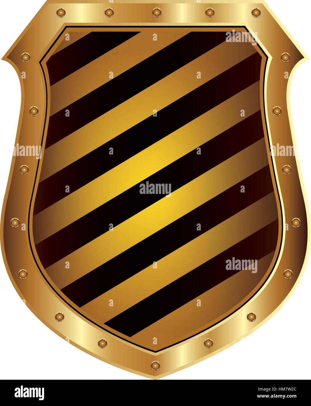 golden shield with colorful diagonal lines shape vector illustration ...