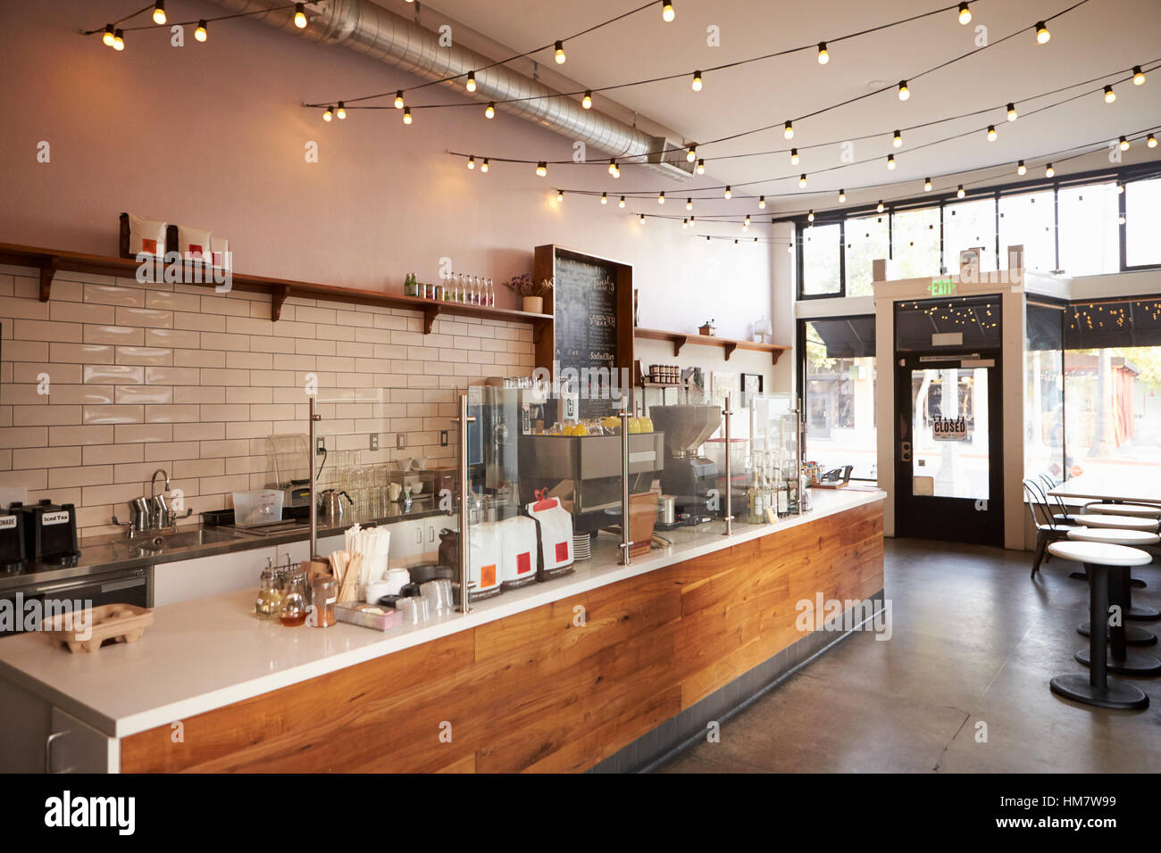 Empty cafe or bar interior, daytime Stock Photo - Alamy