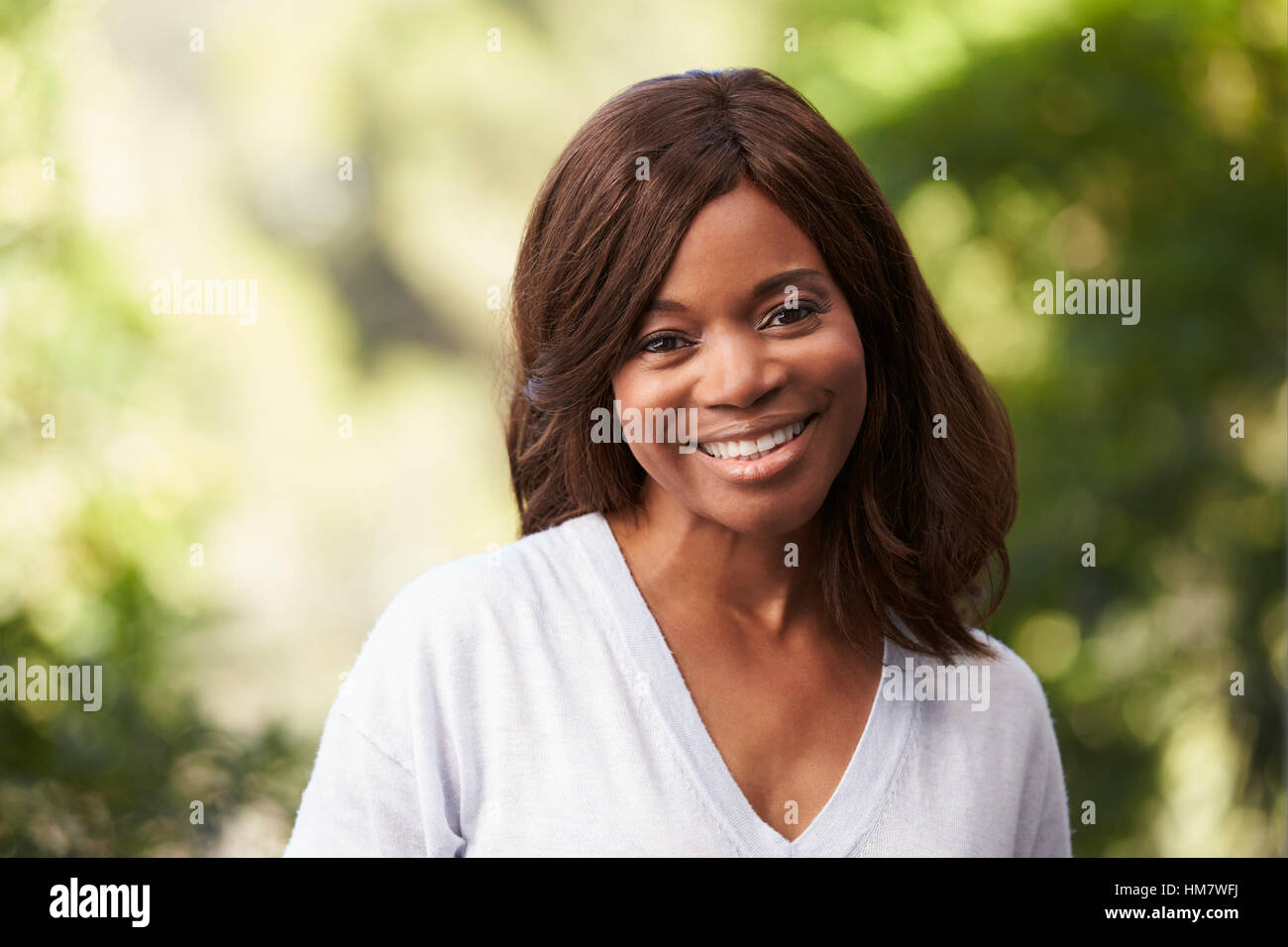 Outdoor Head And Shoulders Portrait Of Woman Stock Photo - Alamy