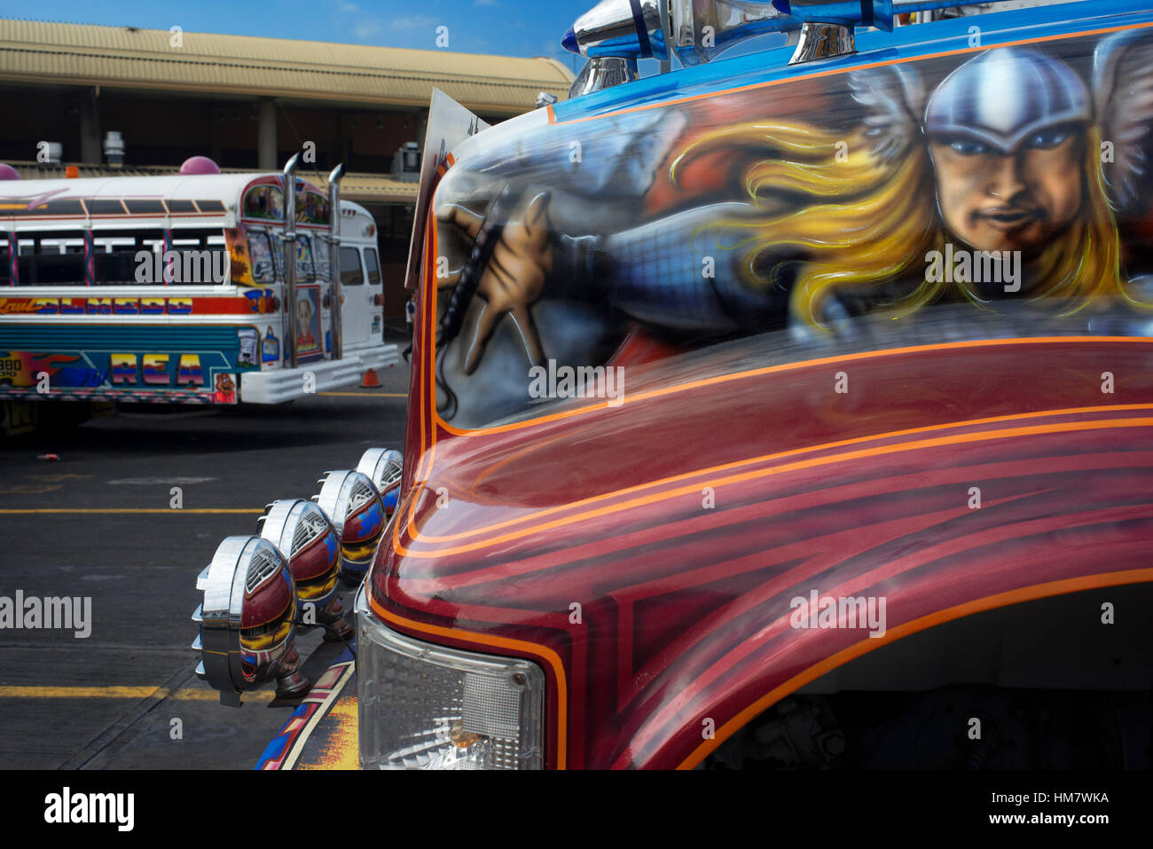 BUS RED DEVIL DIABLO ROJO PAINTED BUS PANAMA CITY REPUBLIC OF PANAMA ...