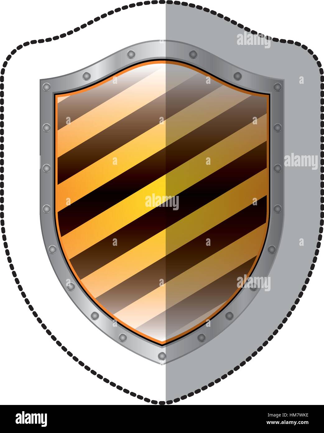 sticker metallic shield with colorful diagonal lines shape vector ...