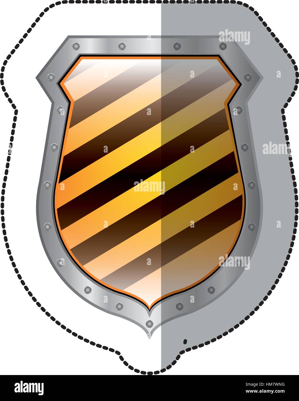sticker metallic shield with colorful diagonal lines shape vector ...