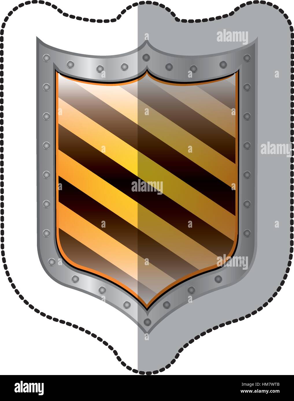 sticker metallic shield with colorful diagonal lines shape vector ...