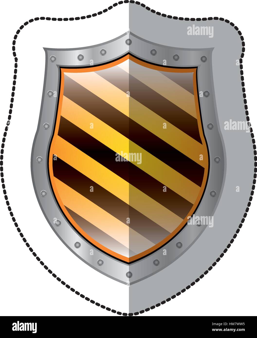 sticker metallic rounded borders shield with colorful diagonal lines ...