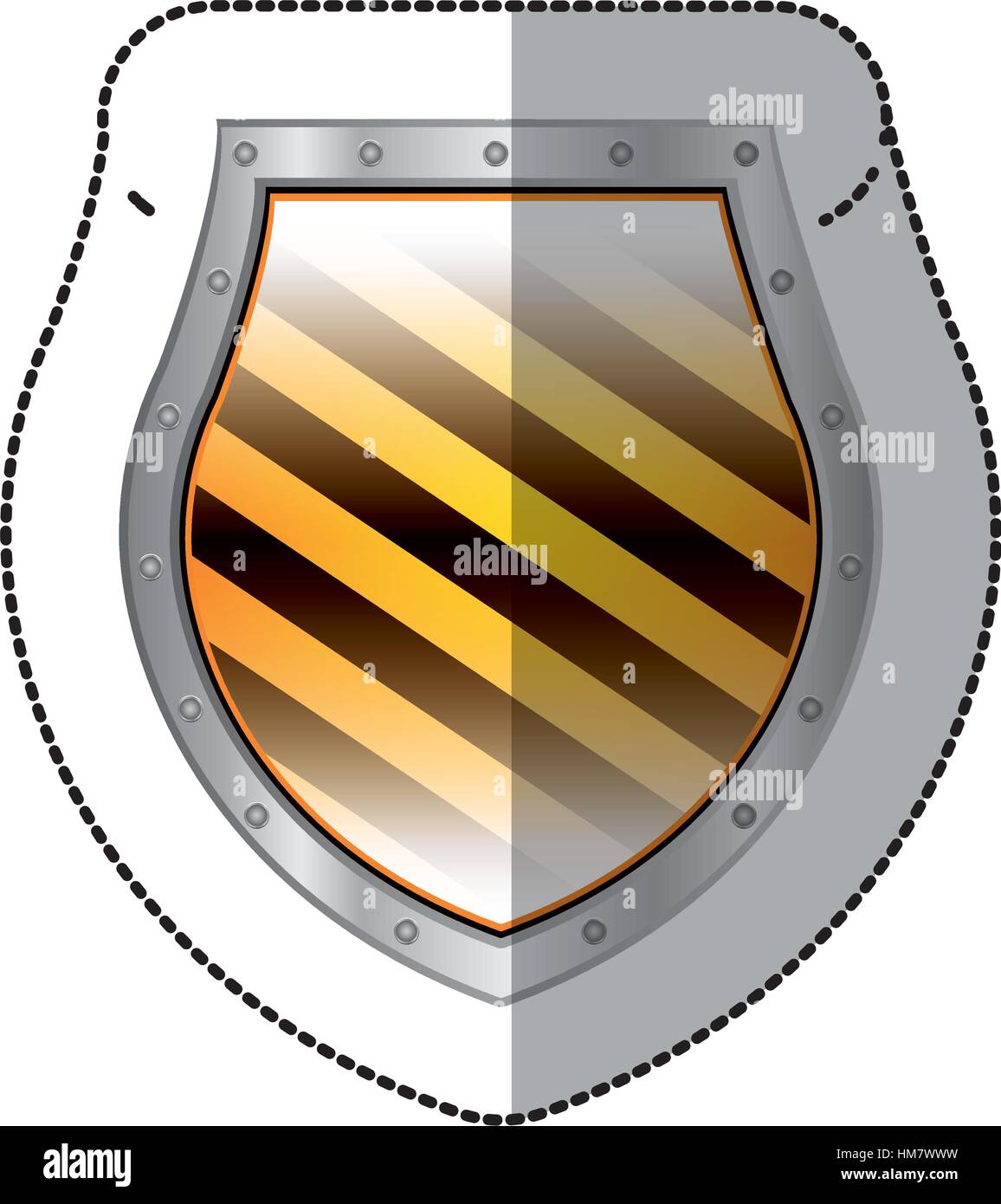 sticker metallic rounded borders shield with colorful diagonal lines ...