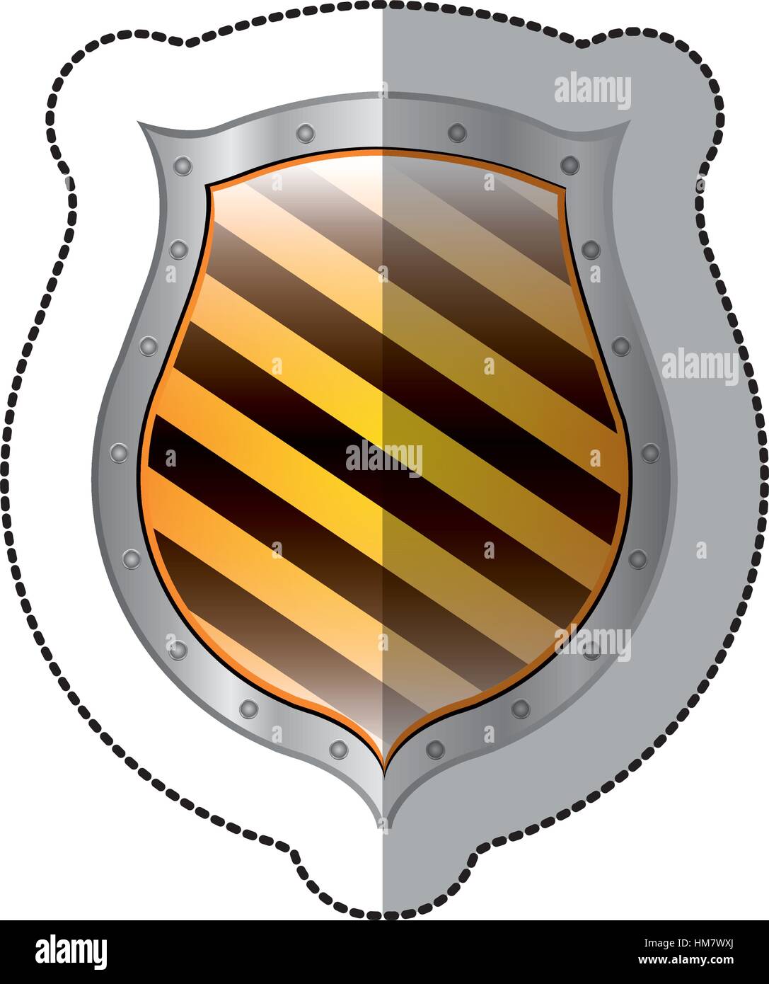 sticker metallic shield with colorful diagonal lines shape vector ...
