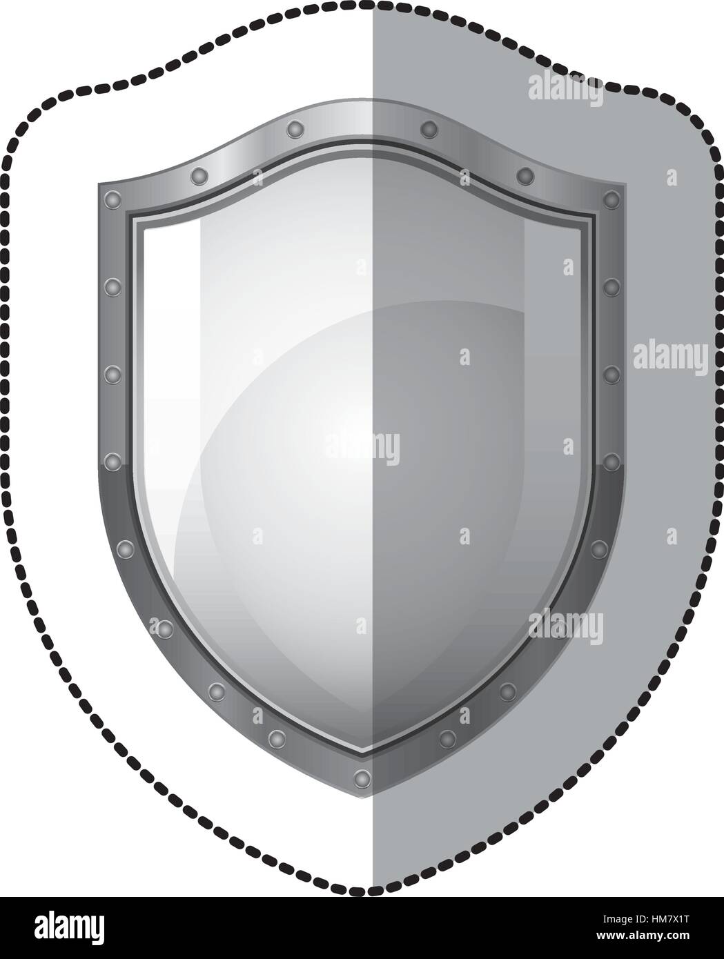 sticker metallic shield with reflection and shiny vector illustration ...