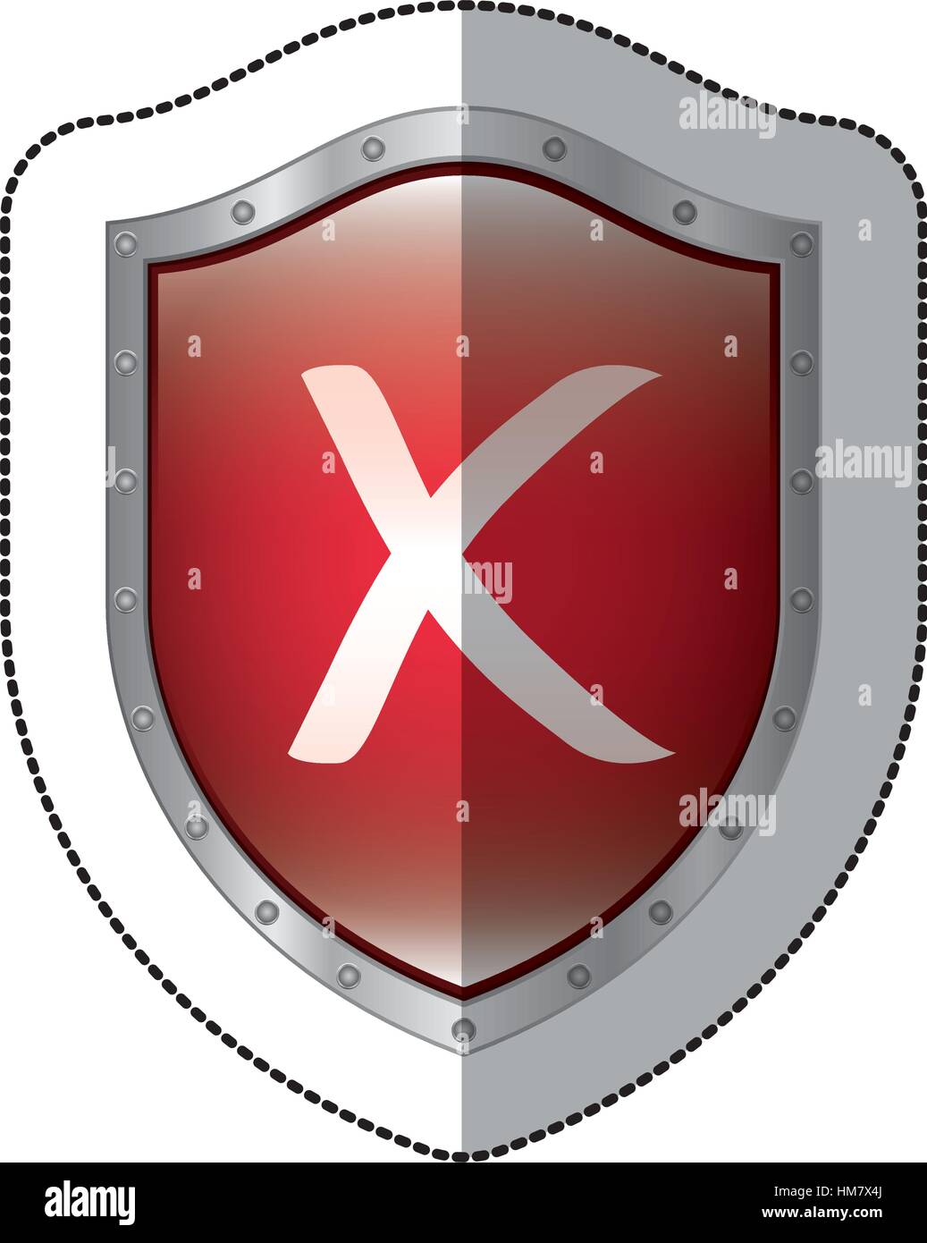 sticker metallic shield with closed symbol shape vector illustration ...