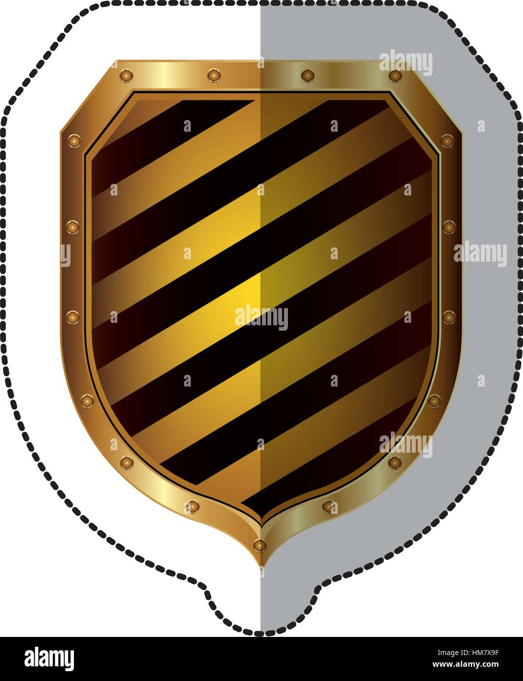 sticker golden square shield with colorful diagonal lines shape vector ...