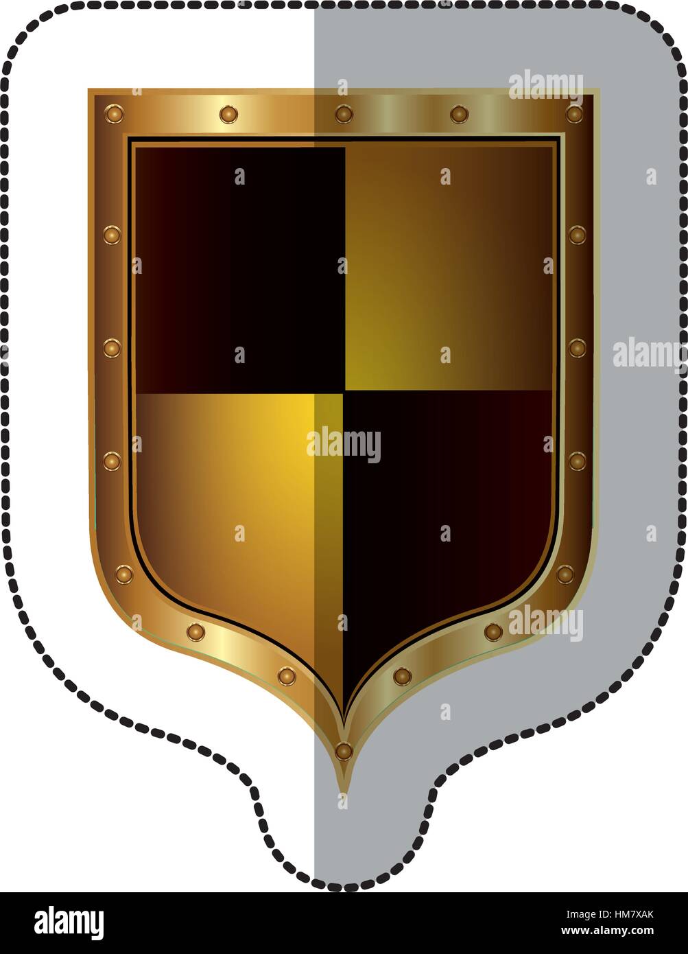 sticker golden rounded shield with colorful rhombus shape vector ...