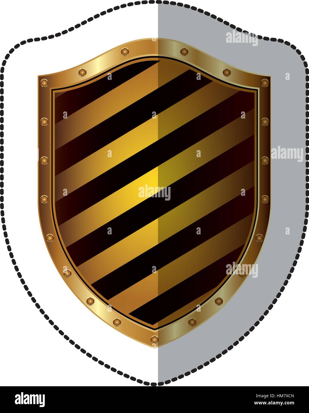 sticker golden rounded emblem with colorful diagonal lines shape vector ...