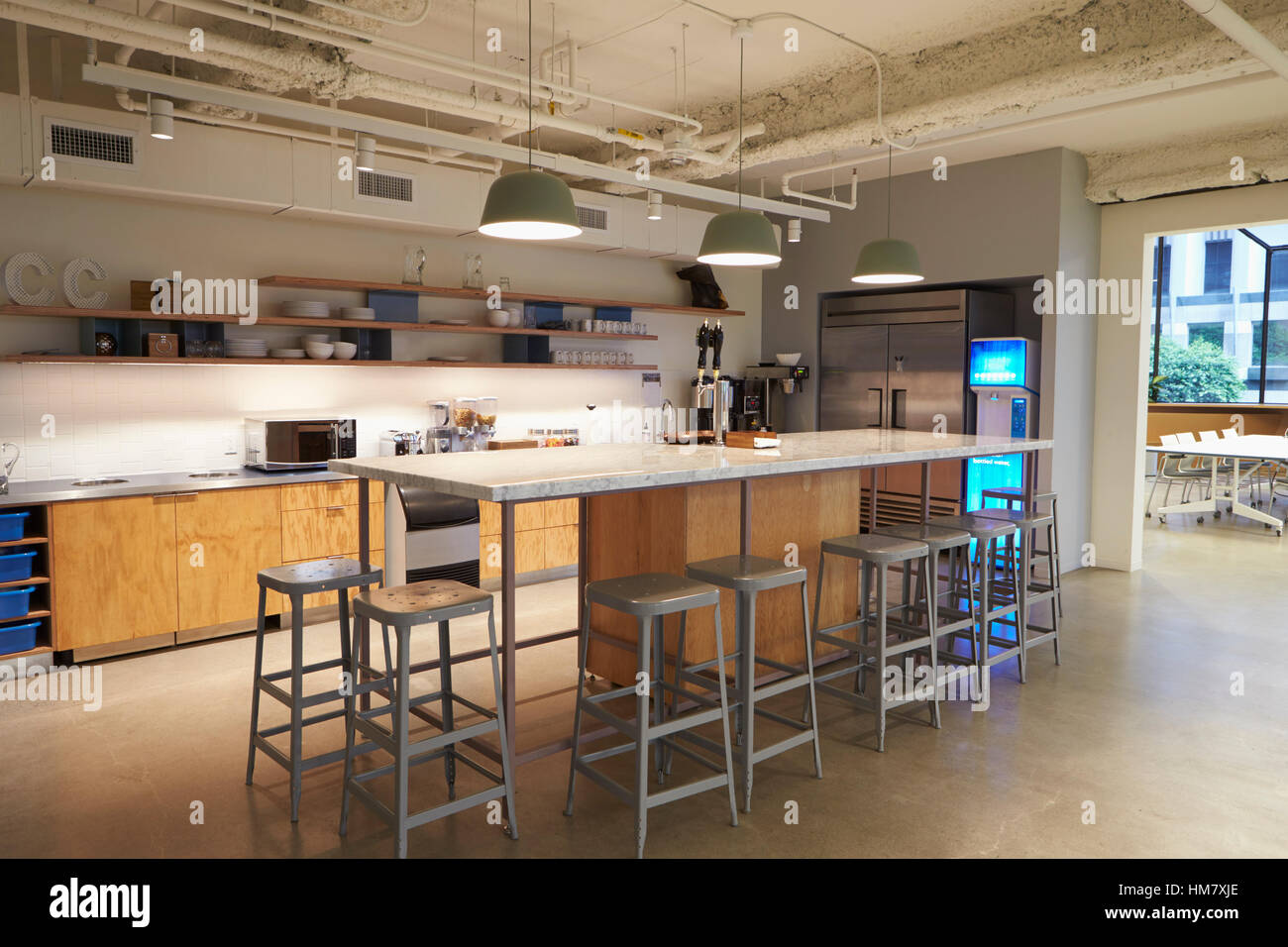 Kitchen area in corporate business cafeteria, Los Angeles Stock Photo ...