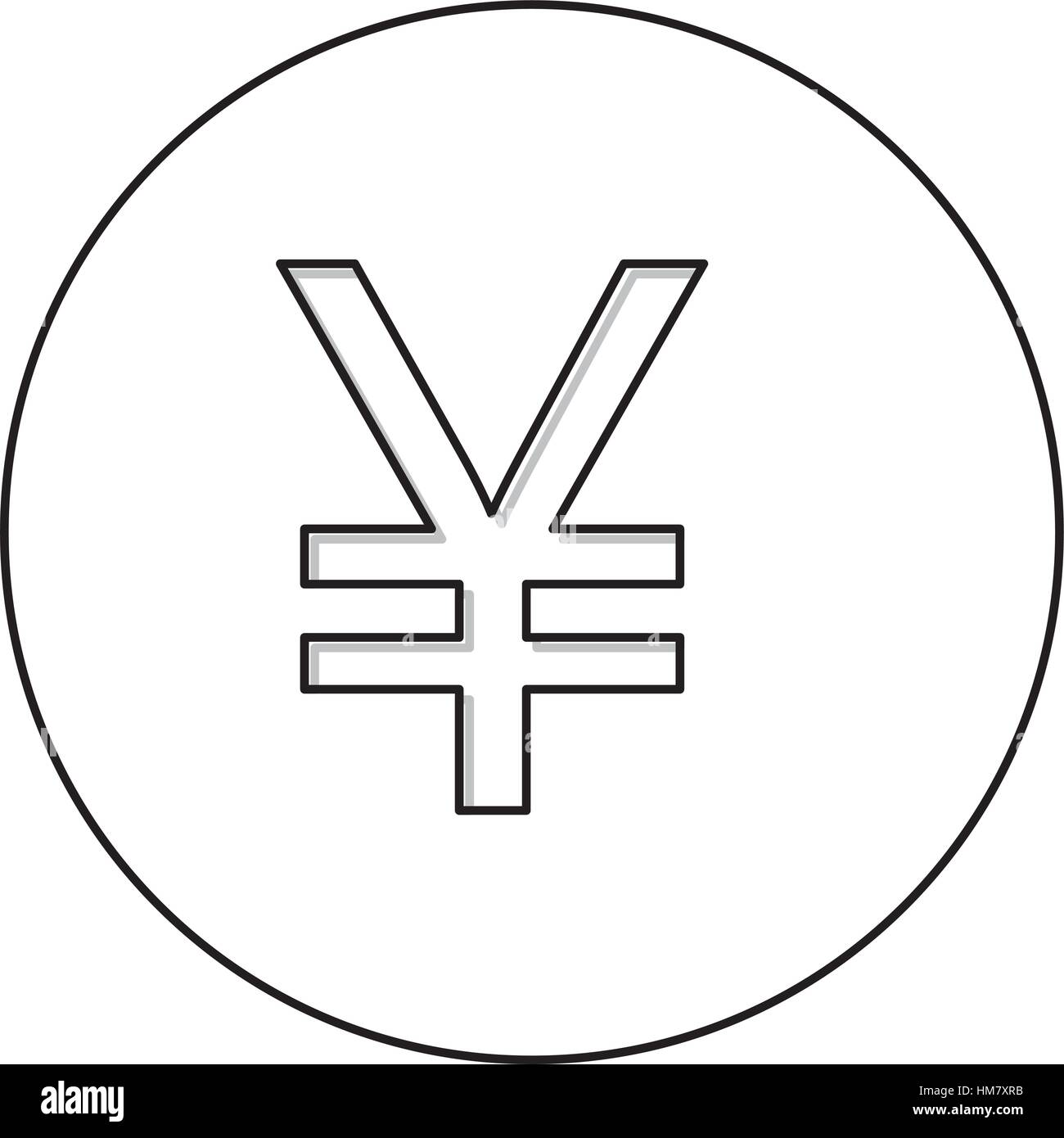 monochrome contour with currency symbol of china in circle vector ...