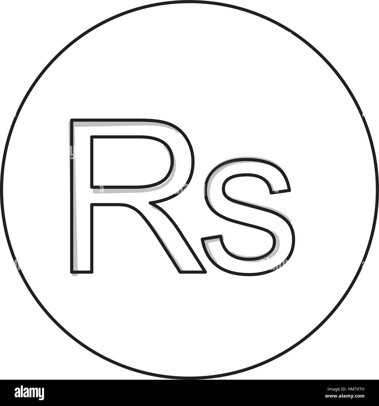 monochrome contour with currency symbol of india rupee in circle vector ...