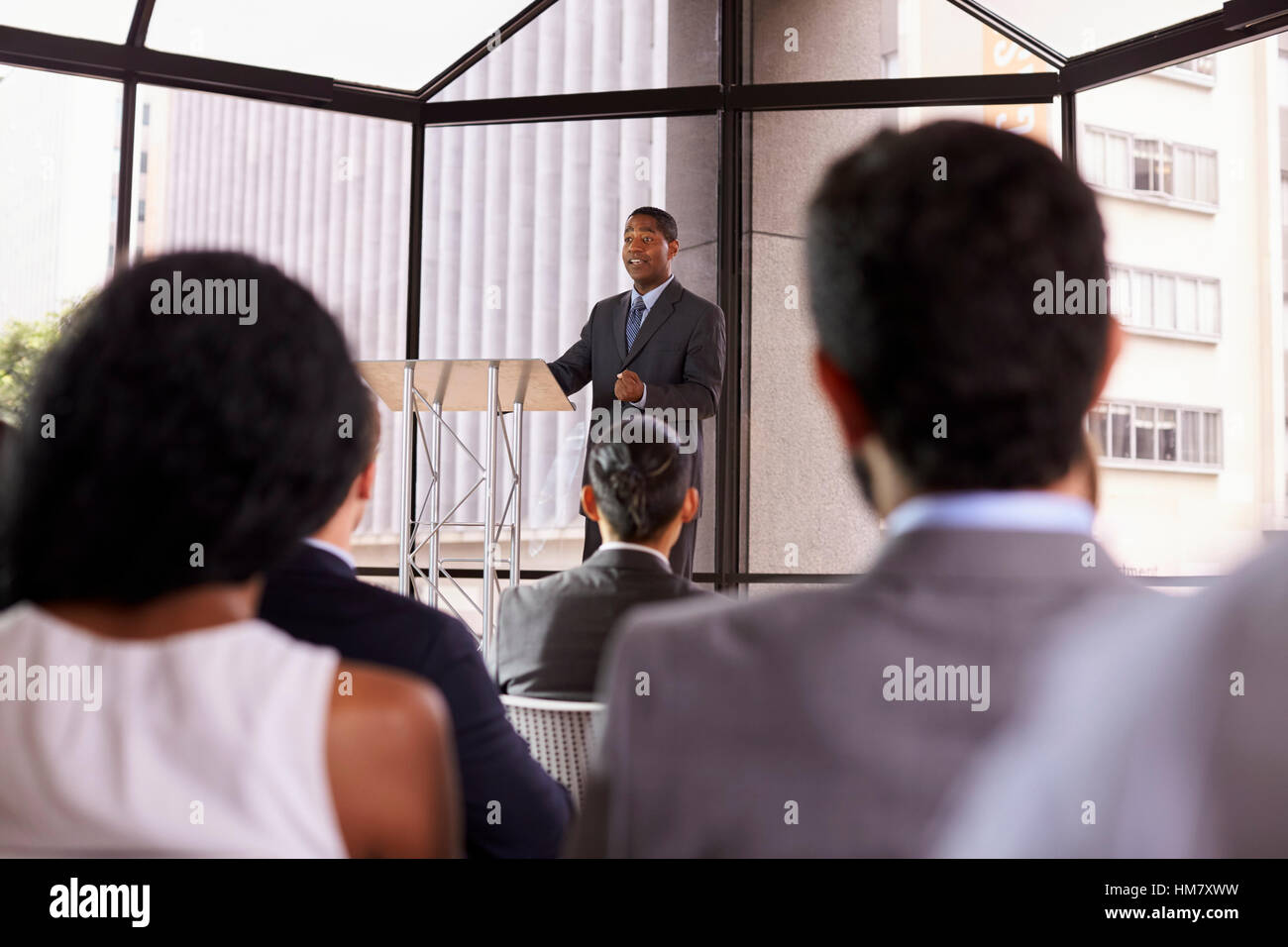 Black man presenting to black group hi-res stock photography and images ...