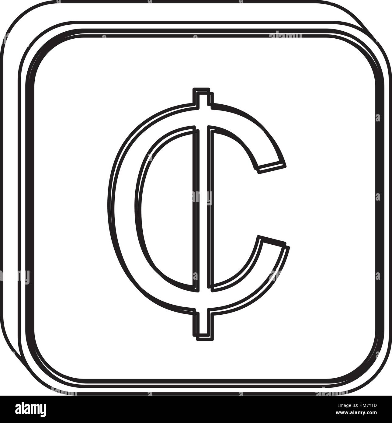 monochrome square contour with currency symbol of cent vector ...
