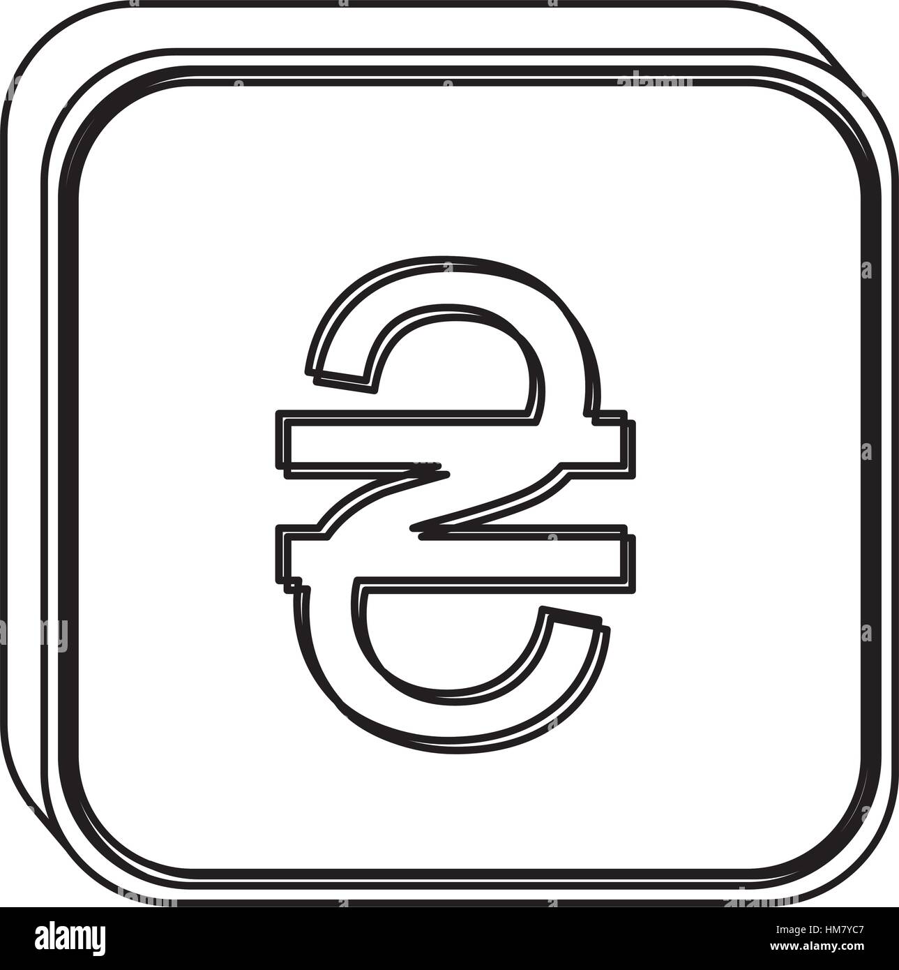 monochrome square contour with currency symbol of grivna ukraine vector ...