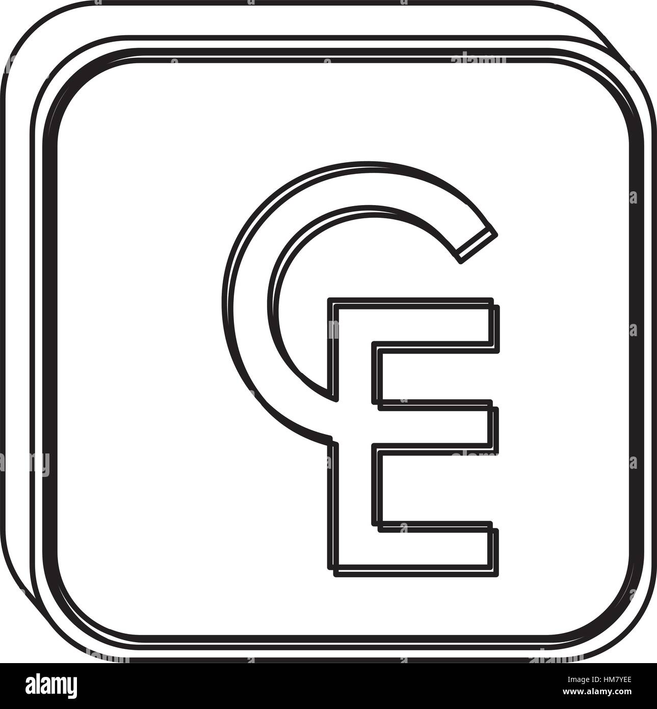 monochrome square contour with currency symbol of european currency ...