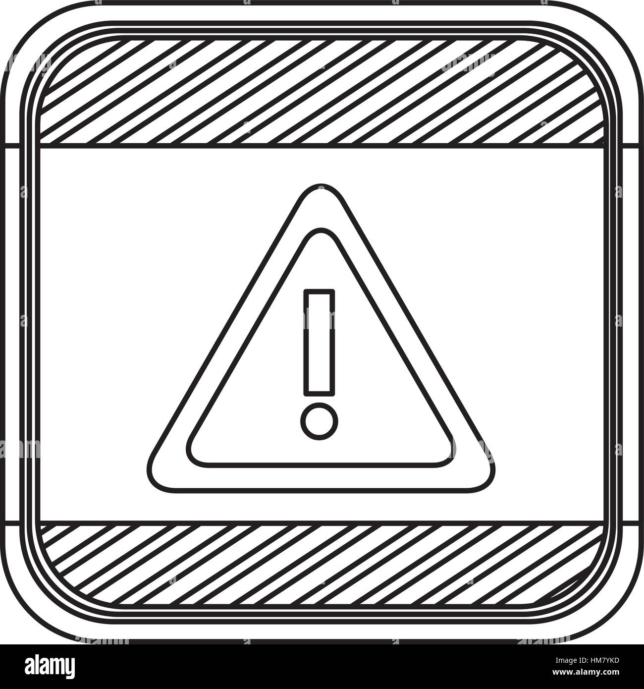 monochrome contour square with triangle exclamation sign and border ...