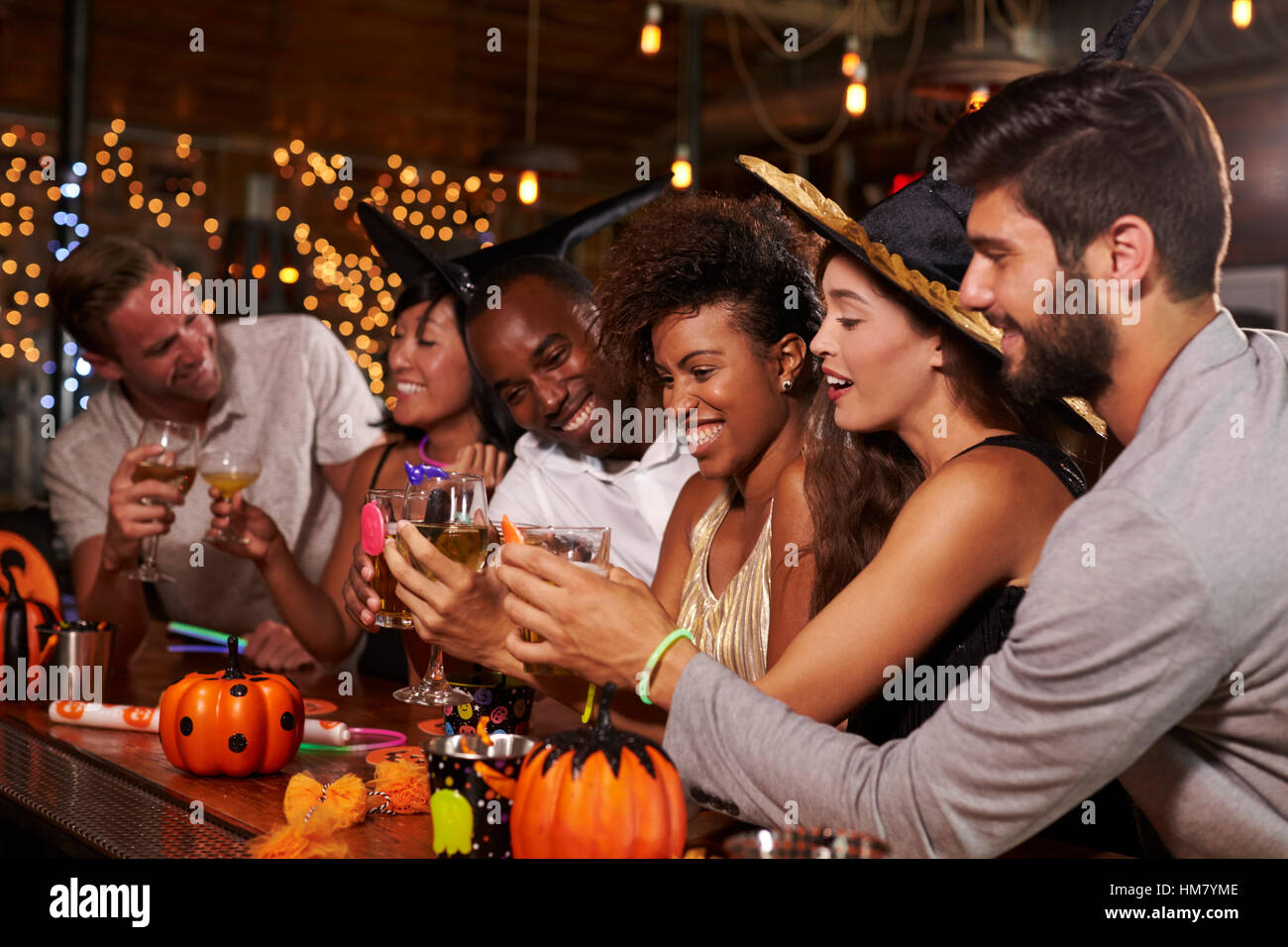 Celebrating halloween decorations halloween party hi-res stock ...