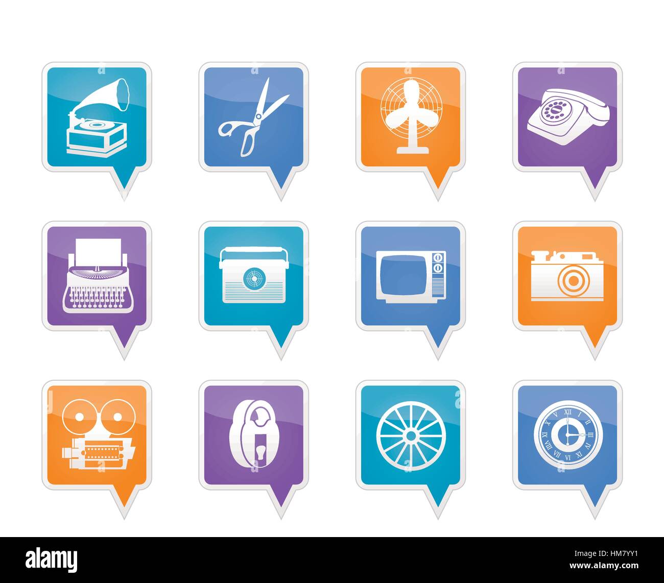 Retro business and office object icons Stock Vector Image & Art - Alamy