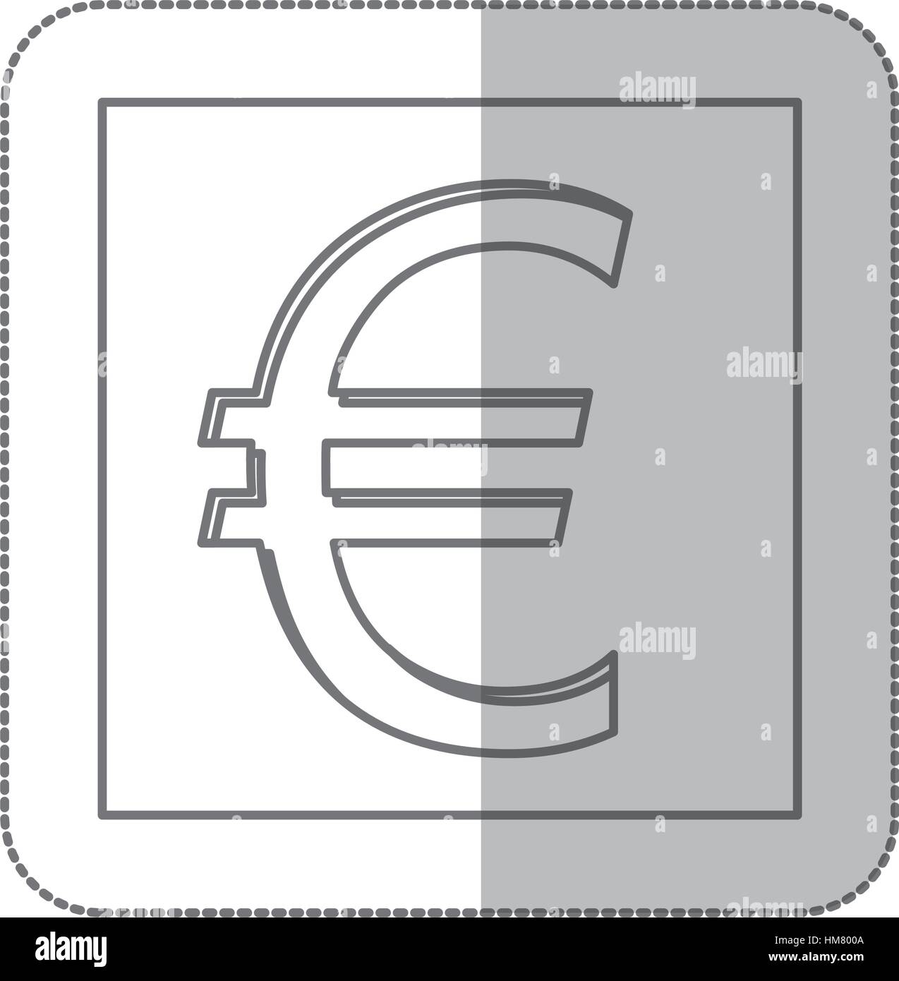 middle shadow monochrome square with currency symbol of euro vector ...
