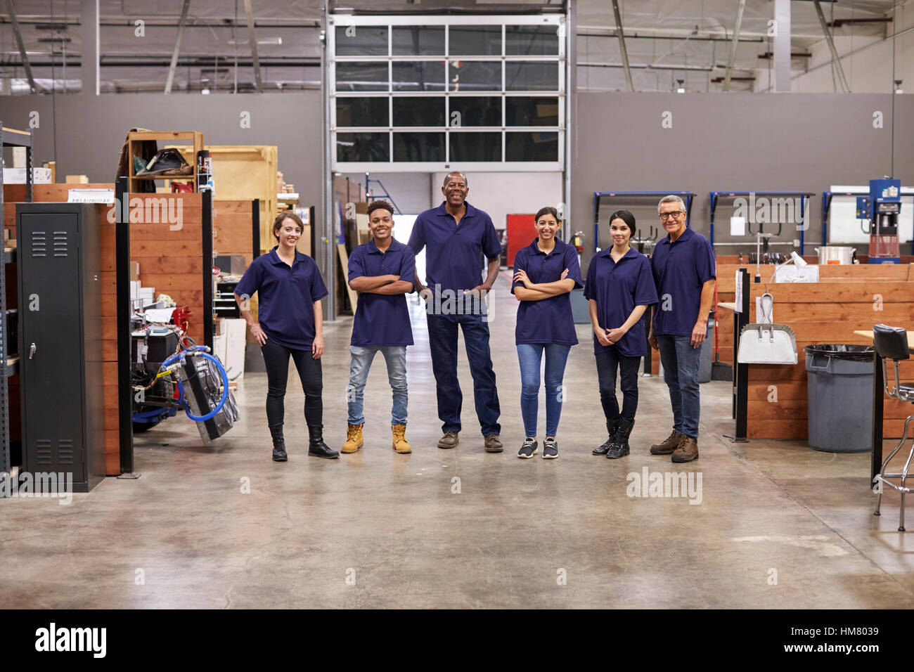 Interior Of Factory With Empty Work Benches Stock Photo - Alamy