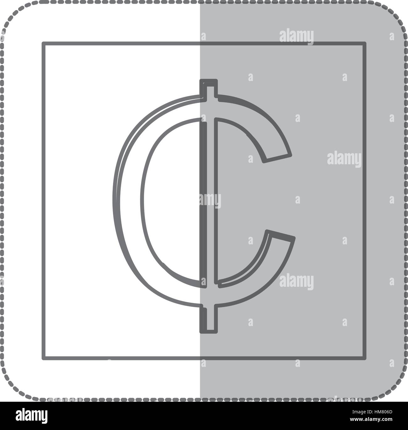 middle shadow monochrome square with currency symbol of cent vector ...