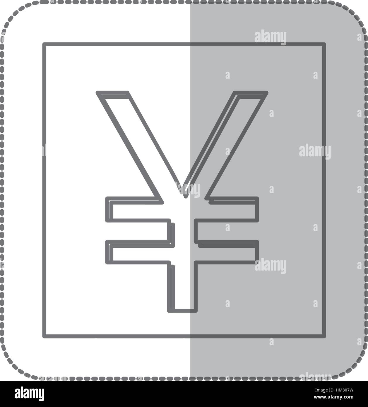 middle shadow monochrome square with currency symbol of china vector ...