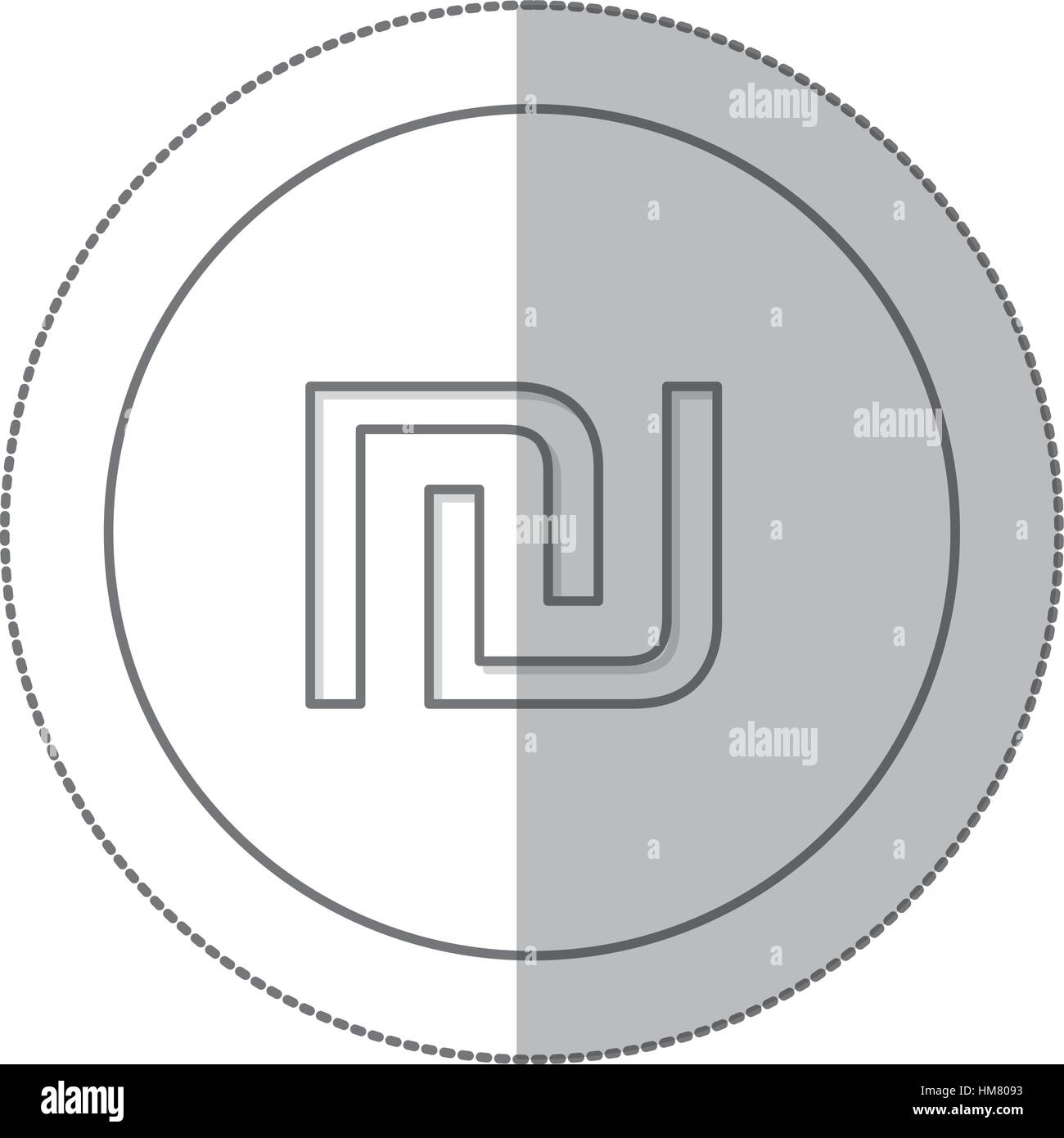 middle shadow monochrome circle with currency symbol of israel shekel ...