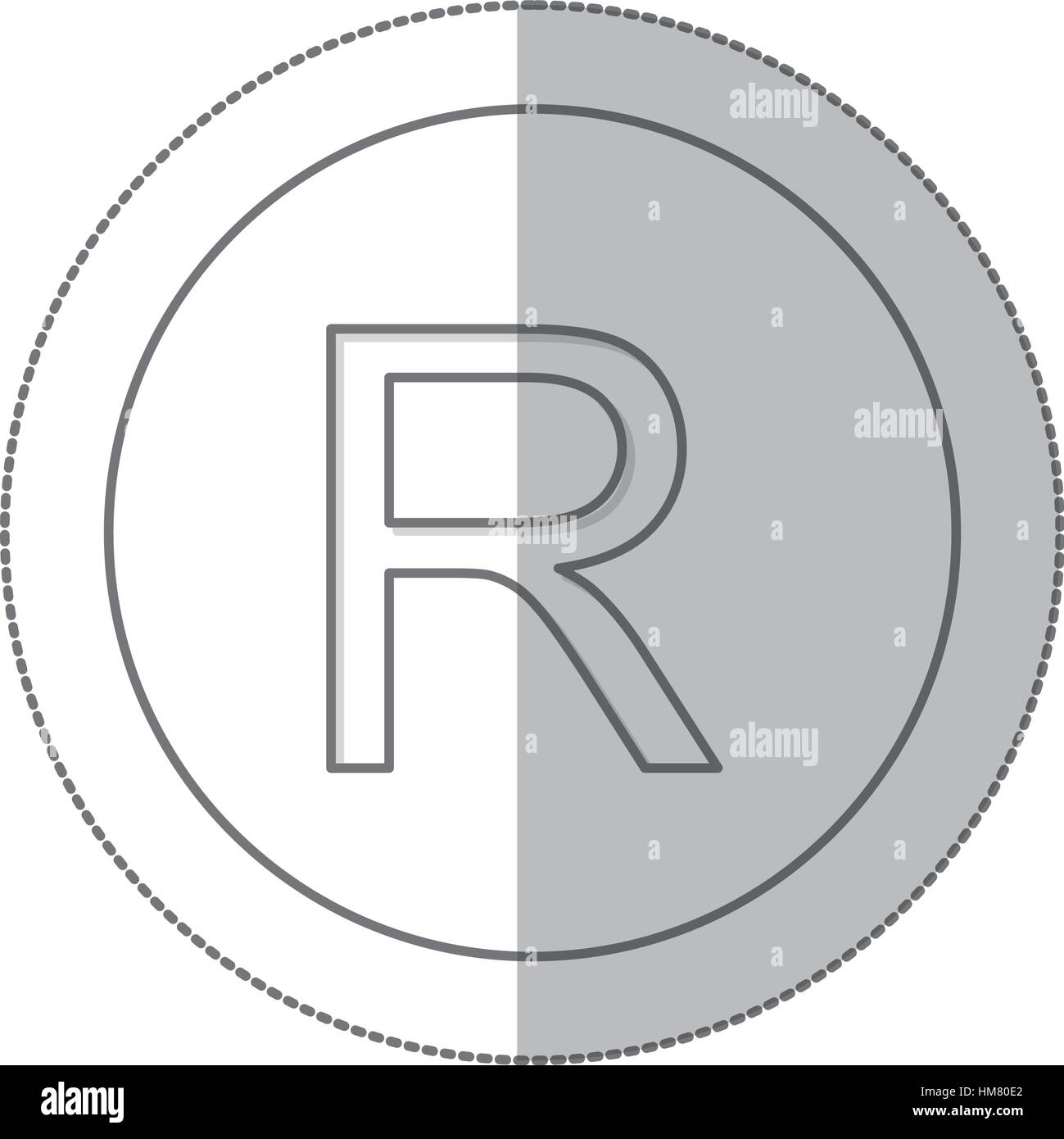middle shadow monochrome circle with currency symbol of rand south ...