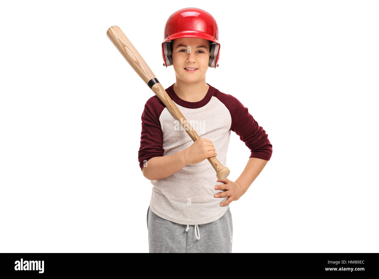 Little boy with a baseball bat isolated on white background Stock Photo ...