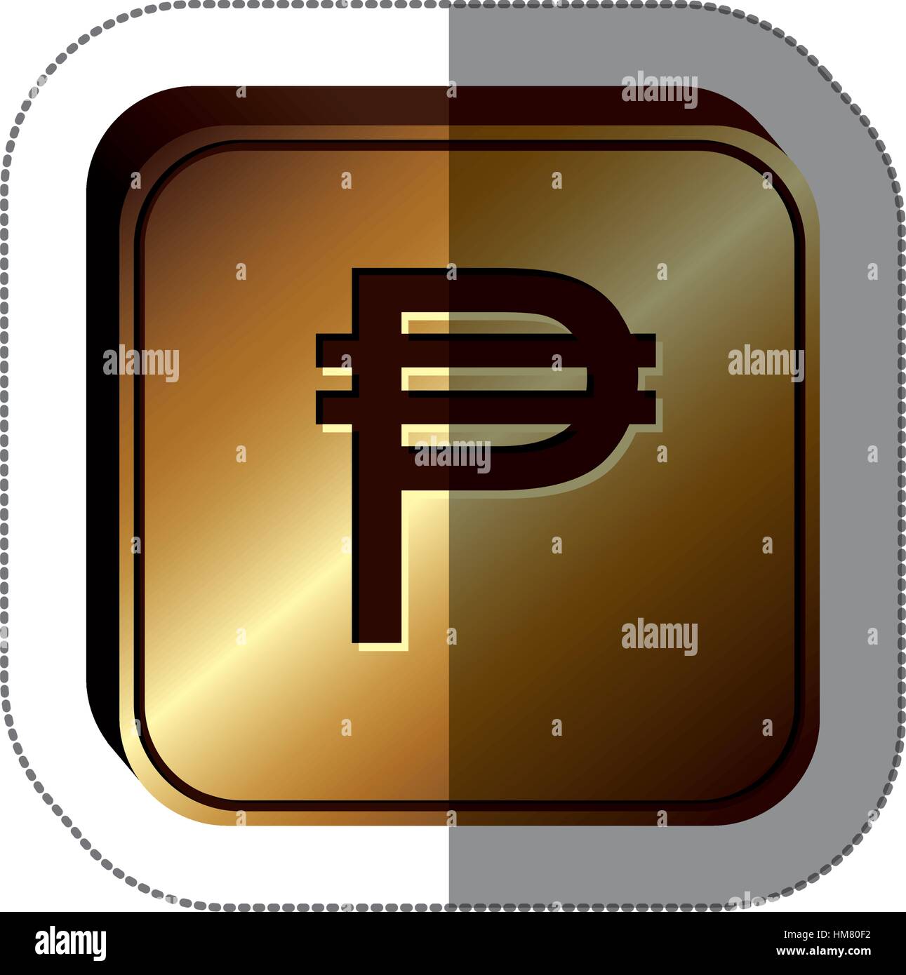 sticker golden square with currency symbol of philippine vector ...
