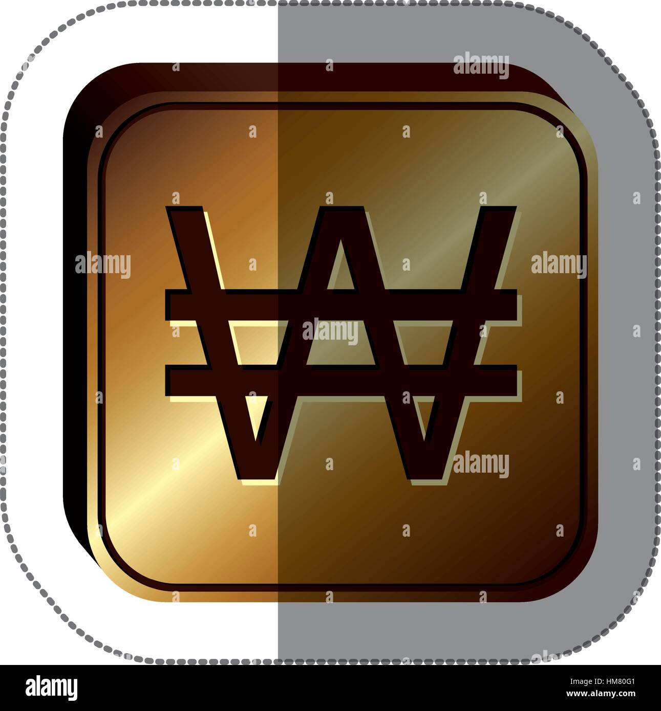 sticker golden square with currency symbol of south korea vector ...