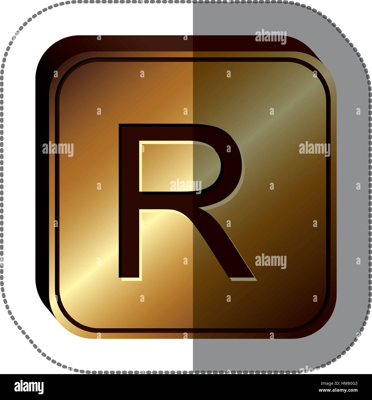 sticker golden square with currency symbol of rand south africa vector ...