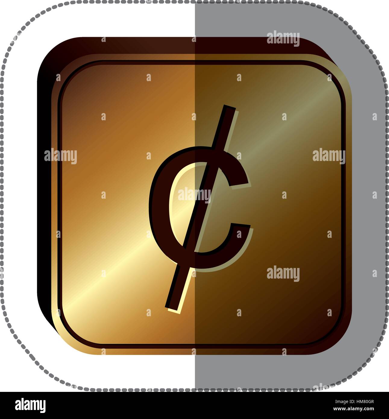 sticker golden square with currency symbol of cent vector illustration ...