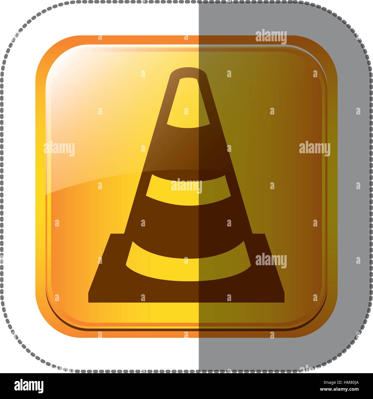 sticker square shape with striped traffic cone vector illustration ...