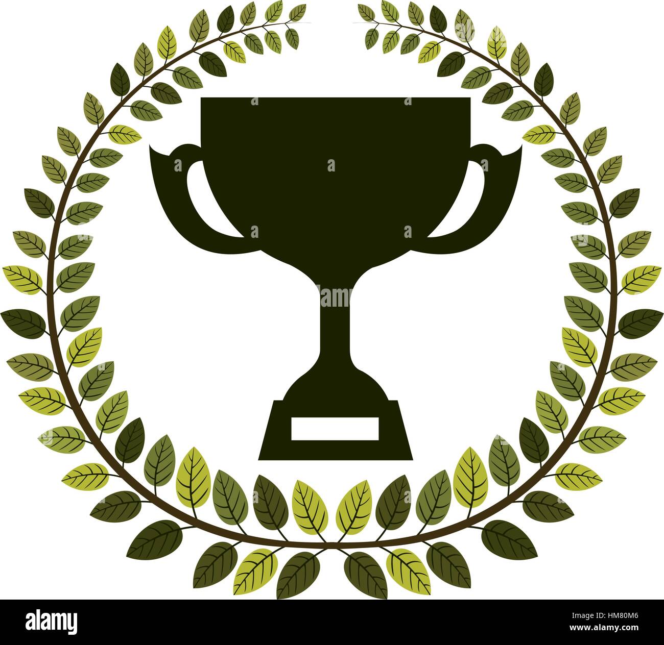 arch of leaves with Trophy Cup with plate vector illustration Stock ...
