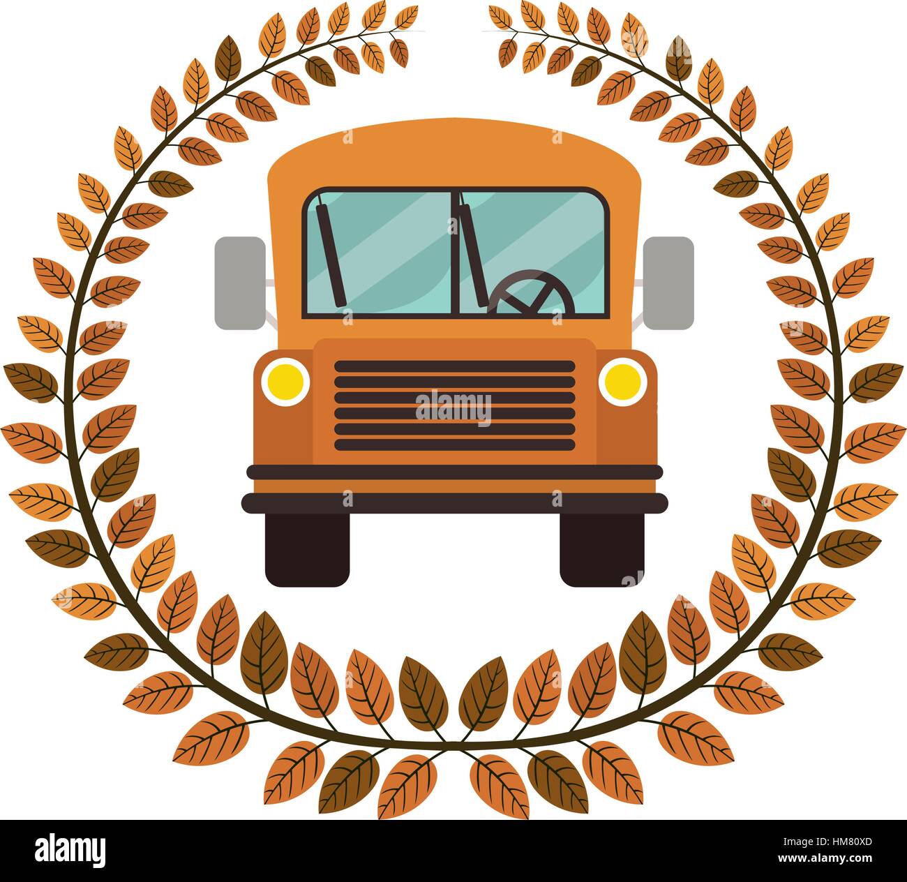 crown of leaves with school bus vector illustration Stock Vector Image ...
