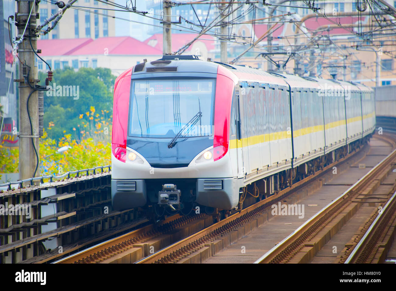 Metro train arriving at the station. Shanghai, China Stock Photo - Alamy