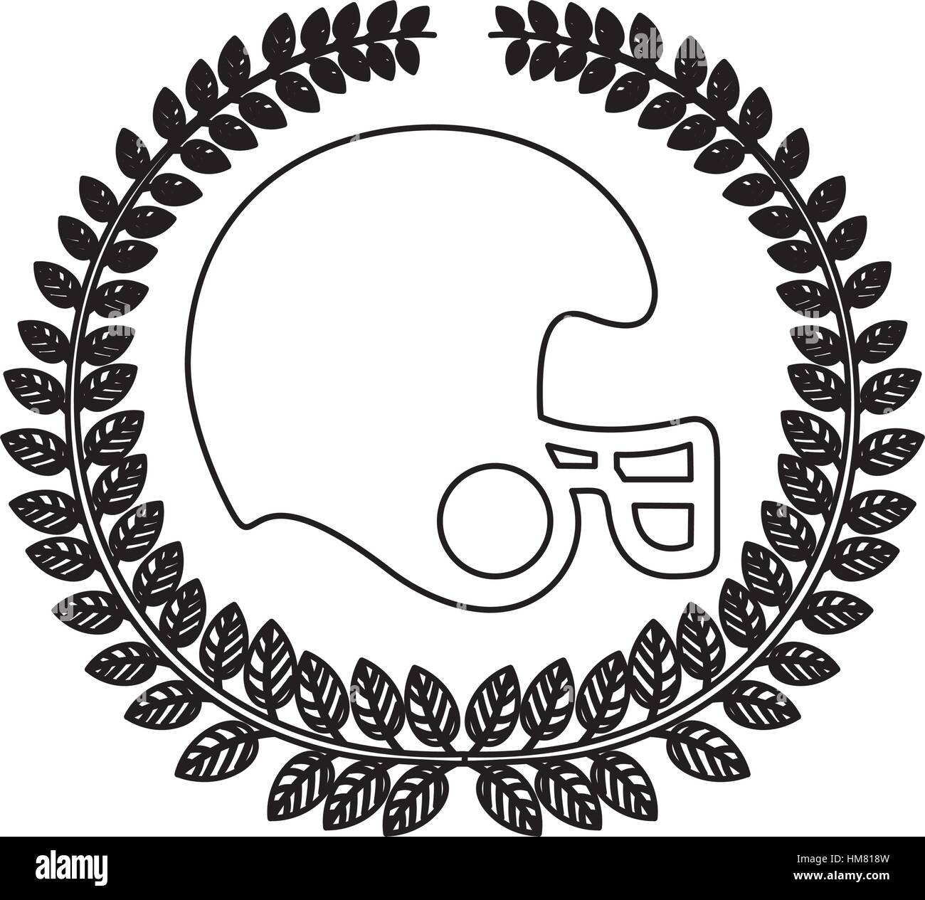silhouette arch of leaves with American football helmet vector ...