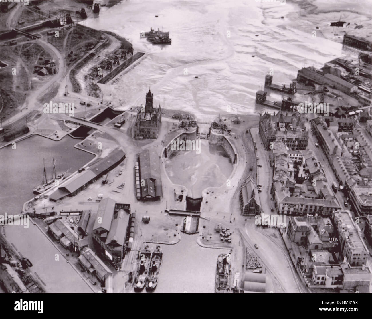Wales Cardiff Docks South Wales taken in 1939 by the Luftwaffe Stock ...