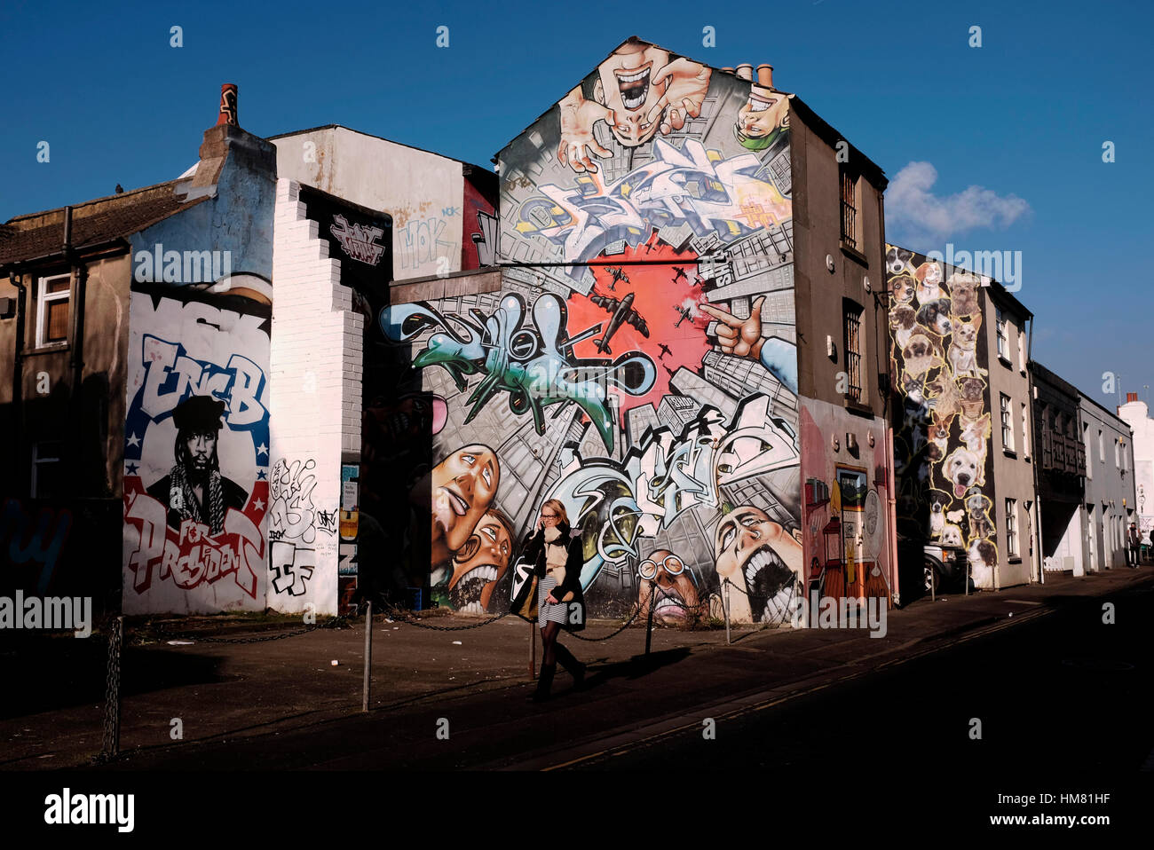 Vivid graffiti art on walls in Kensington Street Brighton part of the ...